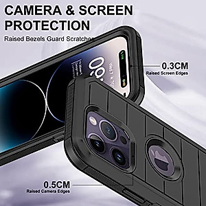 Annymall for iPhone 14 Pro Max Case with 2 Screen Protector,Full Body Shockproof Drop Protection Dust Proof Heavy Duty 3-Layer Military Rugged Durable Cover for Apple iPhone 14 Pro Max 6.7" (Black)