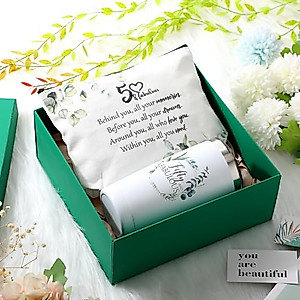 50th Birthday Gifts for Women 2 Pieces 50 and Fabulous Gifts for Women Including 20 oz Wine Stainless Steel Tumbler with Lid Straw Fabulous Makeup Bag for Turning 50 Year Old Woman Mother Ladies