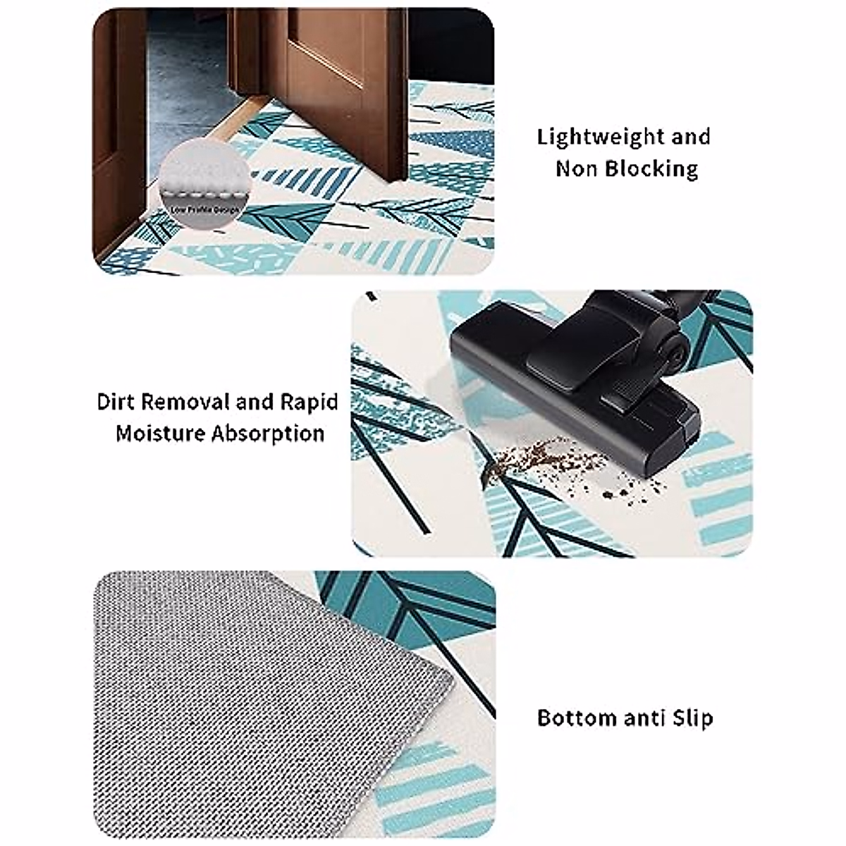 Welcome Mats, Christmas Simple Pine Tree Tile Pattern Door Mat, Non-Slip Absorbent Large 20x47 Inch Outdoor Indoor Mat Low-Profile Floor Mat Doormat for Entryway/Patio/Garage