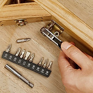 STREBITO Mini Ratchet Set 12-Piece 1/4 Ratchet Right Angle Screwdriver Set Small Ratcheting Wrench 90 Degree Offset Screwdriver High Torque Low Profile Ratchet Angled Screwdriver For Tight Spaces