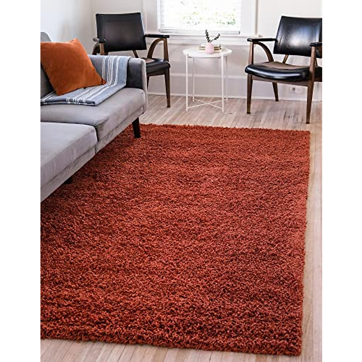 Unique Loom Solid Shag Collection Area Rug (4' 1" x 6' 1", Terracotta)