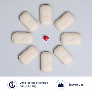 Pacific Spirit Bar Shampoo for normal hair with Coconut Oil & Raspberry, Rich foam, Sulfate-Free, Soap-Free, Zero Waste, Vegan, Eco-Friendly, 3.53 Oz