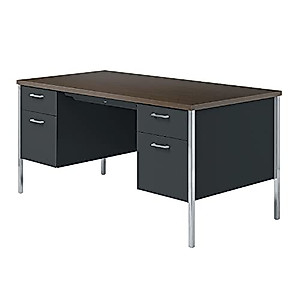 Alera ALESD6030BM 2-Pedestal 60 in. x 30 in. x 29.5 in. Steel Desk - Mocha/Black