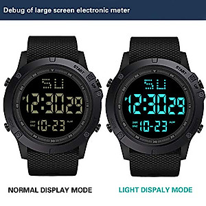 Men's Digital Sports Watch Large Face Easy Read Military Waterproof Wrist Watches for Men with Stopwatch Alarm LED Back Light