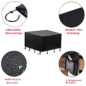 Bliifuu Patio Furniture Covers Waterproof, Square Patio Table and Chair Covers for All Weathers, Outdoor Furniture Covers for Patio Rattan Tables 49x49x29 inch