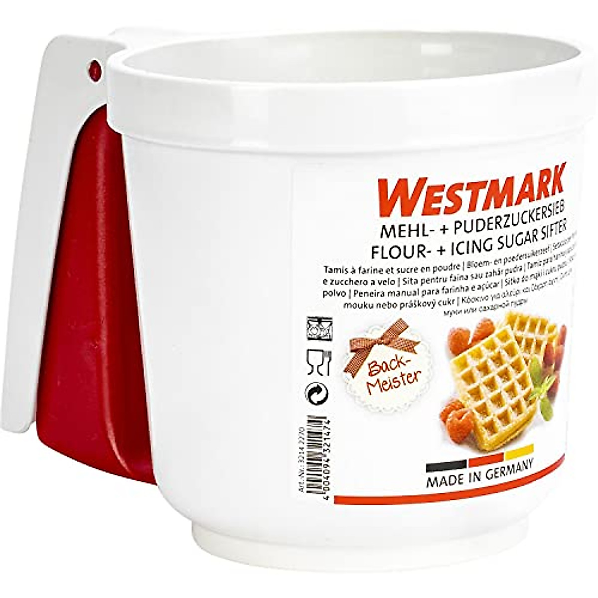 Westmark Flour- And Icing Sifter, 6" x 4" x 4", White/Red