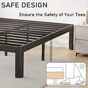 Hunlostten 14 in High Heavy Duty Full Size Bed Frame No Box Spring Needed, Reinforced Metal Bed Frame Full Platform, Rounded Edge, Surdy Steels, Easy Assembly