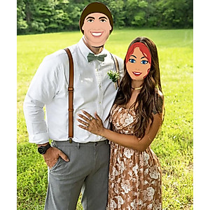 RC ROCKCOW Genuine Leather Suspenders for Men, Y Design Leather Suspenders with 4 Metal Clips, Groomsmen Gift for Wedding