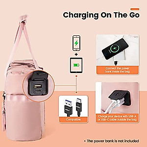 MACWE Pink Tote Bag for Women with Yoga Mat Buckle - Large Laptop Tote Bag with Computer Sleeve - Water-resistant Handbag for Work, School and Gym ( Pink )