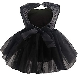 Toddler Girl Baby Lace Flower Sequin Tutu Dress Tulle Pageant Wedding Party Formal Girls Dresses Black 2-3T