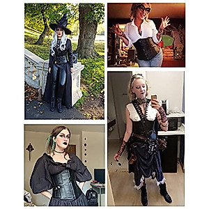 SHAPERX Womens Steampunk Gothic Steel Boned Underbust Waist Training Corsets,SZ1866-Black-S