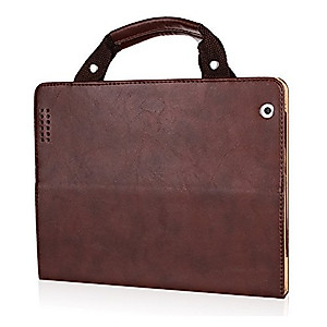 TechCode Case for iPad 9th Generation 10.2, Portable Handbag Wallet Flip Case PU Leather Stand Cover with Handle Pocket Sleeve for iPad 7th/8th /9th Generation 10.2 inch (Brown03)