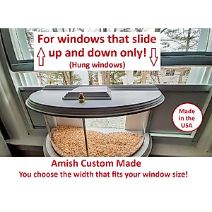 Amish Custom Made Indoor in-Window Bird Feeder, 180° Clear View In-House Feeder, Watch Wild Birds from The Comfort of Your Home - Easy-Fill (29"-36" Window Width)