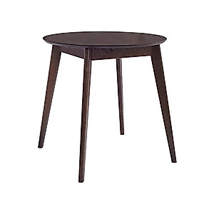 DAIVA CASA Orion Round Wooden Dining Table Birch Circle Dinner Table Solid Wood Kitchen & Dining Room Tables/Scandinavian Furniture Mid Century Modern Table Brown Small Dining Room Table 31 inch