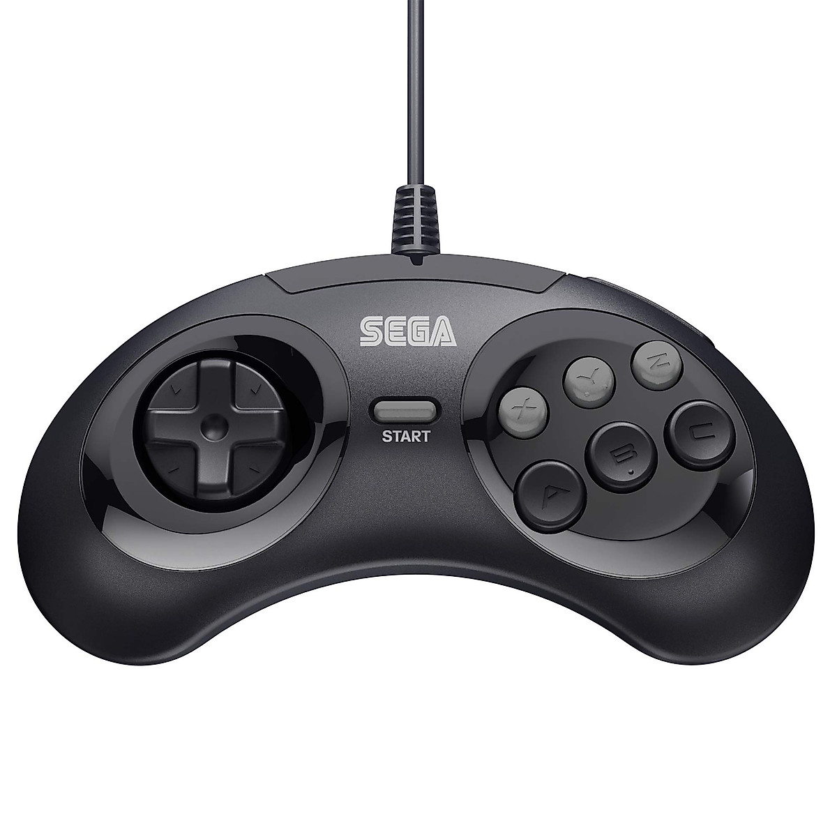 Retro-Bit Official Sega Genesis USB Controller 6-Button Arcade Pad for Sega Genesis Mini, PS3, PC, Mac, Steam, Switch - USB Port - (Black)