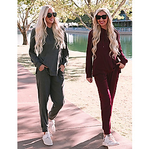 ZHENWEI Sweatsuits for Women Set Jogger Set Hoodie Two Piece Lounge Suit Long Sleeve Athletic Outfits Kangaroo Pockets