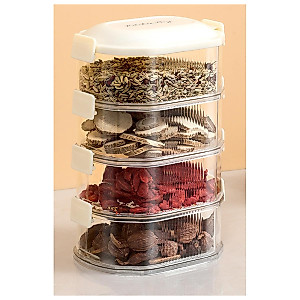 Food Storage Containers with Lids Airtight, Plastic Storage Meal Prep Container-Stackable Food Preservation Organizer Box 100% Leakproof & BPA-Free Organization and Storage Sets (White,4)