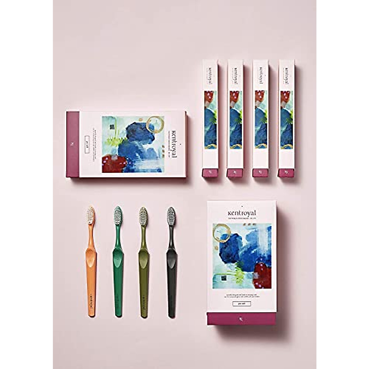 [Kent] Royal Pro Soft - Gentle Action Ultra Soft, Eco-Friendly BPA Free Toothbrush for Sensitive Teeth, Gums for Adults & Teens - 4PCS