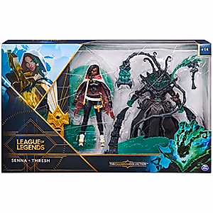 League of Legends, 2-Pack, Official 6-Inch Senna and Thresh Collectible Figures, Glow-in-The-Dark with 4 Accessories, The Champion Collection, Collector Grade, Ages 14 and Up