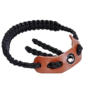 Elm Ray Archery Bow Wrist Sling 550 Paracord,Durable 100% Full Grain Leather with Strong Metal Grommet,Comfortable and Light,Fit Compound Bow Stabilizer & Recurve (Black)
