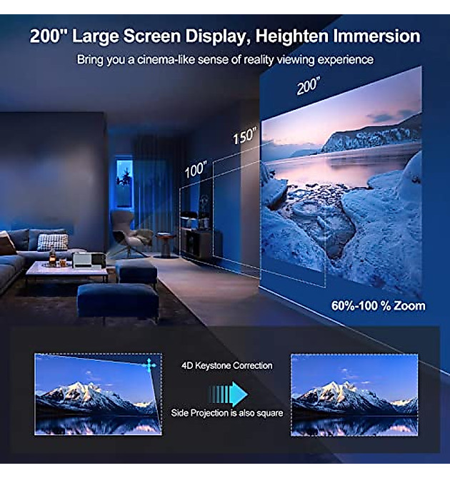 EUG Mini Smart Projector 1080P 4K WiFi Bluetooth Outdoor