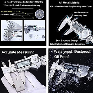 Kynup 6 Inch / 8I NCH Digital Caliper, Calipers Measuring Tool with IP54 Waterproof Protection, Stainless Steel Design (150/200mm)