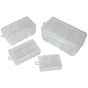 Home-X - Clear Battery Storage Cases (Set of 4), Stores and Organizes Batteries in a Hard, See-Through Case for Easy Access, Fits 12 AAA, 12 AA, 8 C, 8 D Batteries