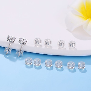 Moconar Sterling Silver Locking Secure Earring Backs for Studs, Silicone Earring Backs Replacements for Studs/Droopy Ears, No-Irritate Hypoallergenice Earring Backs for Adults&Kids