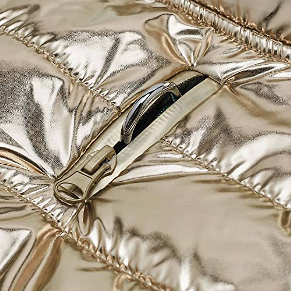 Blueberry Pet 2023 New Cozy & Comfy Windproof Lightweight Quilted Fall Winter Glossy Dog Puffer Jacket in Gold, Back Length 24", Size 22, Warm Coat for Large Dogs