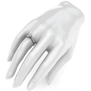 14k white gold 1.0 CT Classic 6-Prong Simulated Diamond Engagement Ring Graduated Side Stones Promise Bridal Ring (10.5)