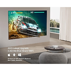 5G WiFi Outdoor Bluetooth Projector 4K Supported: 15000L 460 ANSI Native 1080P Projector, 4D/4P Keystone 400'' & 50% Zoom Sovboi Mini Movie Projector, Soi-Smart System Portable Projector for Phone/PC