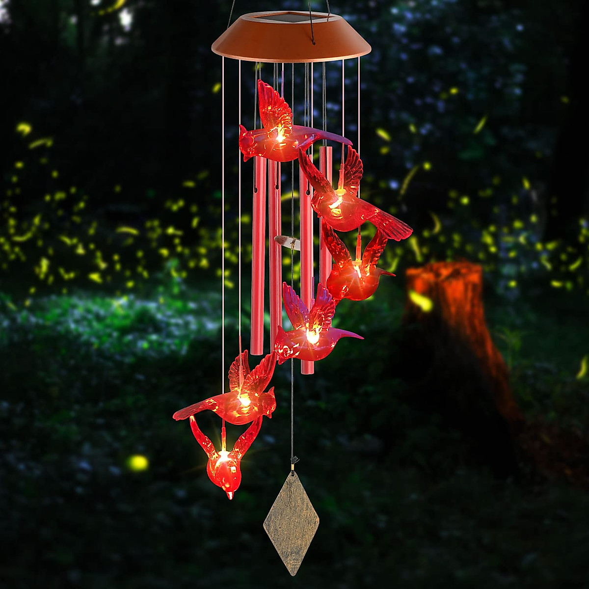 Cardinal Wind Chime Solar Garden Cardinal Gifts for Women Gift for Women Solar Cardinal Gift Memorial Wind Chimes Birthday Gifts for Grandma Solar Cardinal Garden Light Gift Women Gift