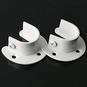 Mooche 4Pcs Wardrobe Closet Rod Bracket U-Shaped Curtain Rod Sockets Closet Pole End Supports Flange Rod Holder 1 Inch, Stainless Steel White Finished, MFL8001UW-4P