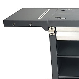 Razor GGC2228MC Universal Rolling Prep Cart with Multi-Layer Shelves and Storage Drawer for 29" Portable Outdoor Griddle and Grills, Black