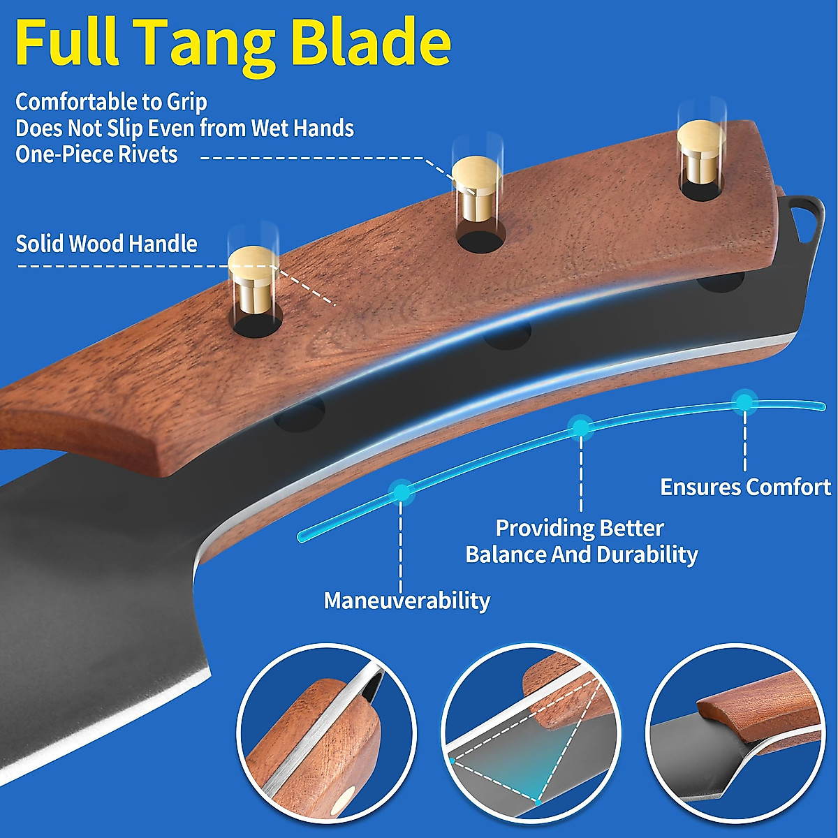 XYJ Portable Chef Knife Set Professional,Cleaver Kitchen Knives,Camping Vegetable Nakiri Knife,Brisket Boning Knives With Blade Guard,Carry Bag Set(6)