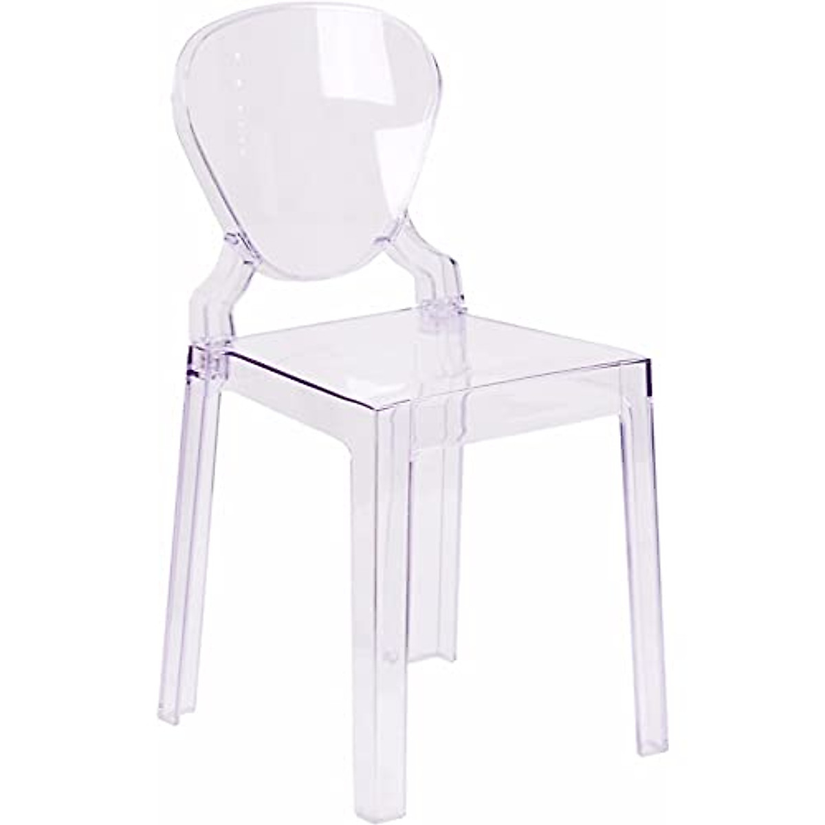 Flash Furniture Theo Ghost Chair with Tear Back in Transparent Crystal