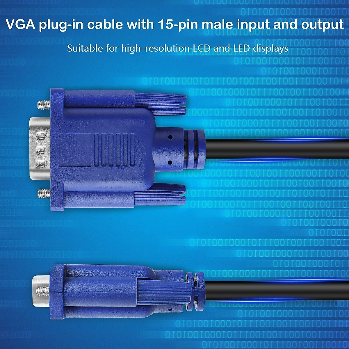 PASOW VGA to VGA Monitor Cable HD15 Male to Male for TV Computer Projector (3 Feet)