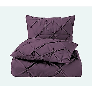 Banke Bihari Collection 1000 TC Pure Egyptian Cotton Plum Duvet Cover Oversized King 116x98 Inch + 2 Pillowcases Zipper Clouser & Corner Ties Quilt case Hotel Quality Soft Feel Comfortable (Pinch)