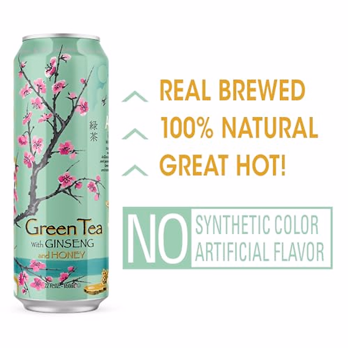 AriZona Green Tea with Ginseng and Honey - Big Can, 22 Fl Oz (Pack of 12)