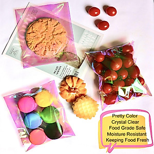 Self Sealing Iridescent Cellophane Bags 5x6 Inches 100 Pcs Individual Cookie Bags for Packaging Resealable Cellophane Treat Bags for Gift Giving Self Adhesive Clear Party Favor Bakery Candy Gift Bags