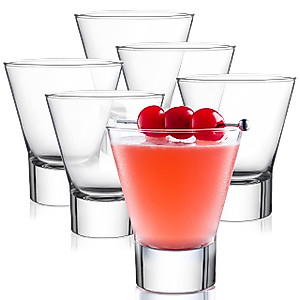 Bormioli Rocco 6-Pack YPSILON Cocktail Glasses set - 8.5 Ounce, Bar Glass, Stemless Martini Glasses for All Alcoholic Beverages like Margarita, Manhattans, Bourbon, Vodka, Gin, Lead-Free Whiskey Glass