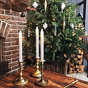 Stmarry Moving Flame Taper Candles with Remote and Timer, Flameless LED Candlesticks Flickering with Real Wax and Moving Wick, Christmas Decorations 0.78 x 9.5 Inches Set of 6(White)