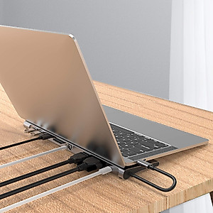 11 in 1 Aluminum USB C Hub, AUCAS Type C Hub Adapterr with ethernet USB-C PD (40 Gbps), 4K HDMI, USB-C Data, SD/Micro Card Reader, USB 3.0-Compatible with 2020/2018 MacBook Air, MacBook Pro (Gray)