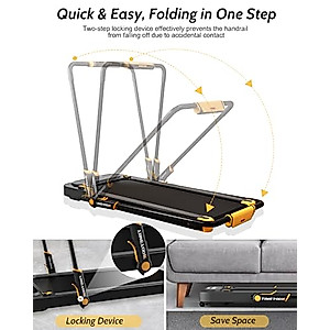 TIMETOOK Under Desk Treadmill, 2 in 1 Folding Treadmill 2.5HP Walking Treadmill with 265lb Weight Capacity, Walking Pad Design, Electric Foldable Treadmill for Home Office
