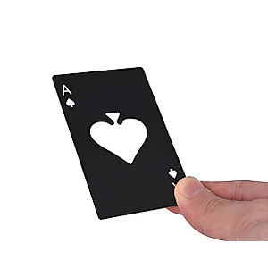 DS. DISTINCTIVE STYLE Bottle Opener Ring and Ace Poker Shaped Cap Opener Lightweight Stainless Steel Credit Card Size Beer Soda Bottle Opener - Black - Bar World Cup Party Supplies