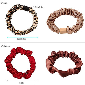 Silk Hair Ties Satin Scrunchies - Small Mini Scrunchy for Women Thick Hair Accessories Cute Soft No Slip Hair Elastics Ponytail Holder for Curly Hair No Damage Hairties Gift for Girls