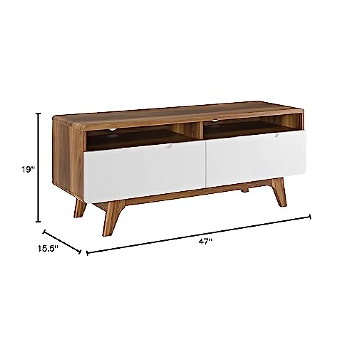 Modway Origin Mid-Century Modern 47 Inch TV Stand in Walnut White