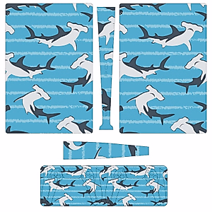 Hammerhead Shark Pattern Full Protective Skin Cover Design Wrap Decal Sticker Compatible with PS5 Digital Edition Console and Controller