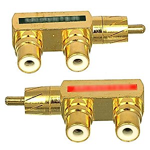 CESS RCA F Splitter Plug Adapter 1 Male to 2 Female Adapter - RCA Male to RCA Dual Female (4 Pack)