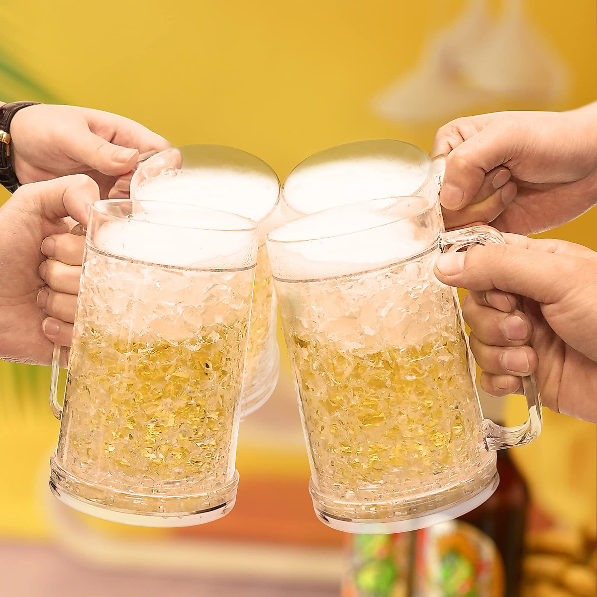 Auhafaly Double Wall Freezer Mug Frosty Mug Insulated Ice Cup with Gel 16oz/450ml (Set of 4)